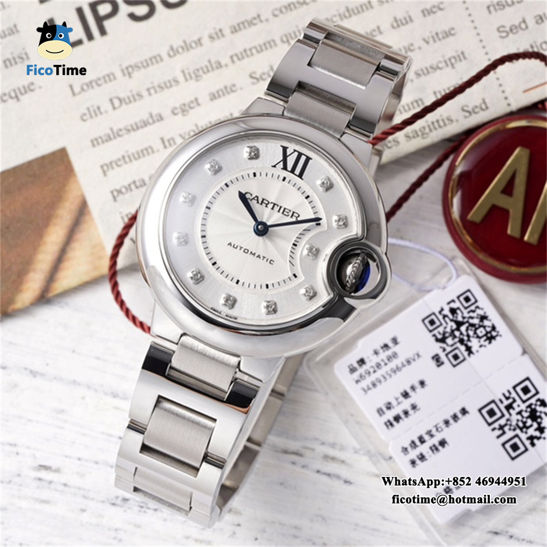 AF NH05A Ballon Bleu De Cartier 33mm White Dial Diamond Marker Two ...