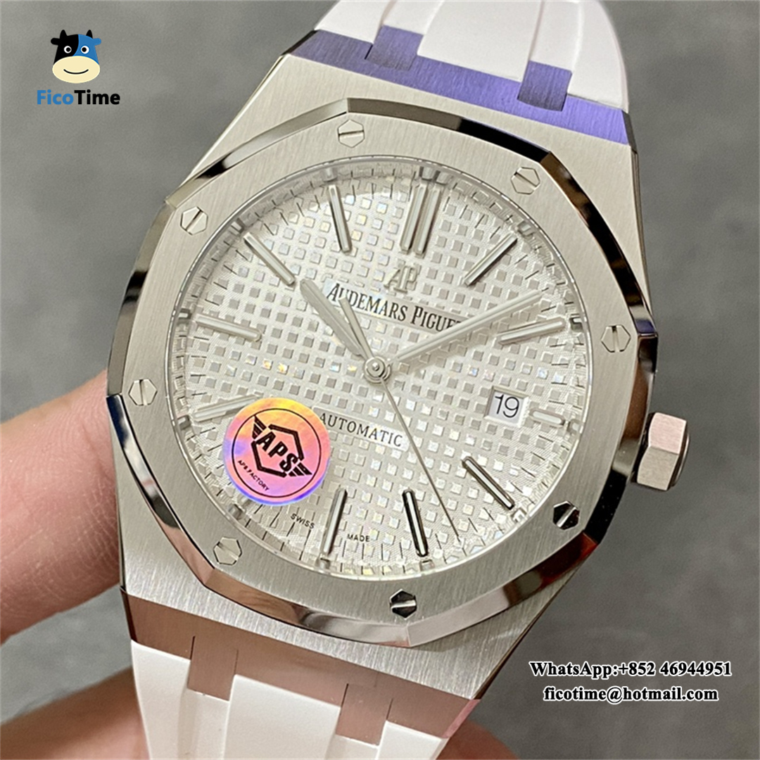 APSF A3120 AP Royal Oak 41mm 15400 White Dial White Rubber Strap – Ficotime