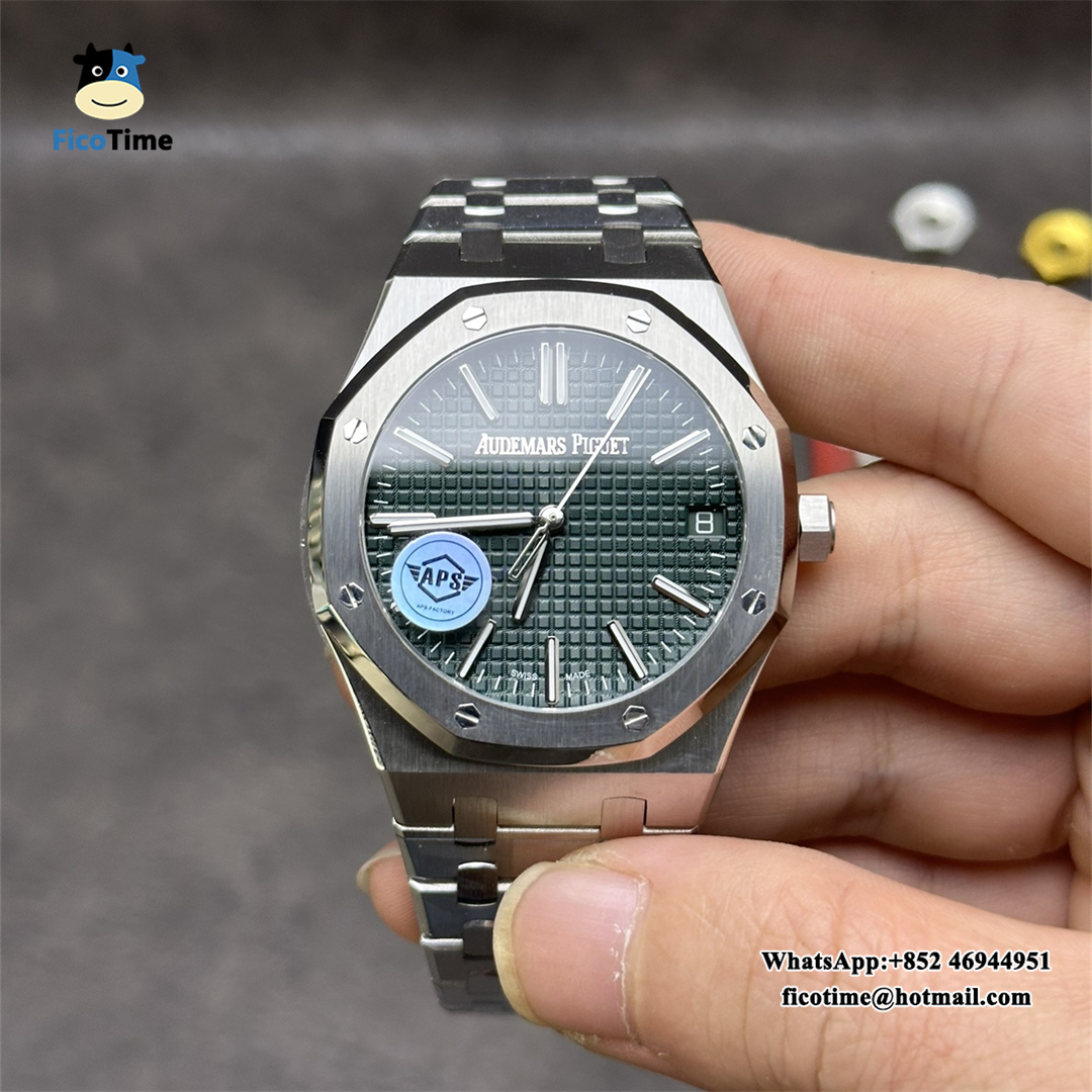 APSF A4302 AP Royal Oak 41mm 15500 Green Dial SS Bracelet – Ficotime