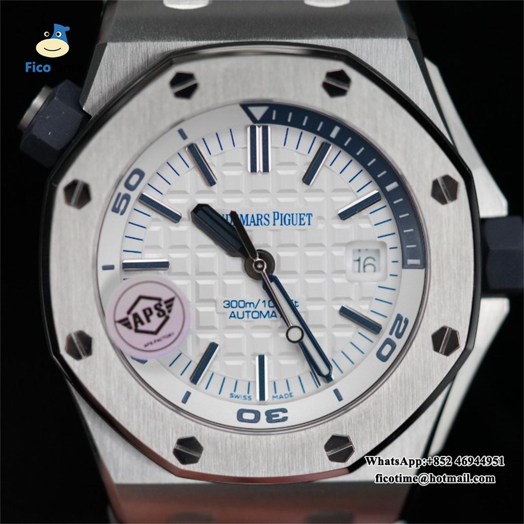 APSF SA3120 AP Royal Oak Offshore 42mm 15710 White Dial White Rubber ...