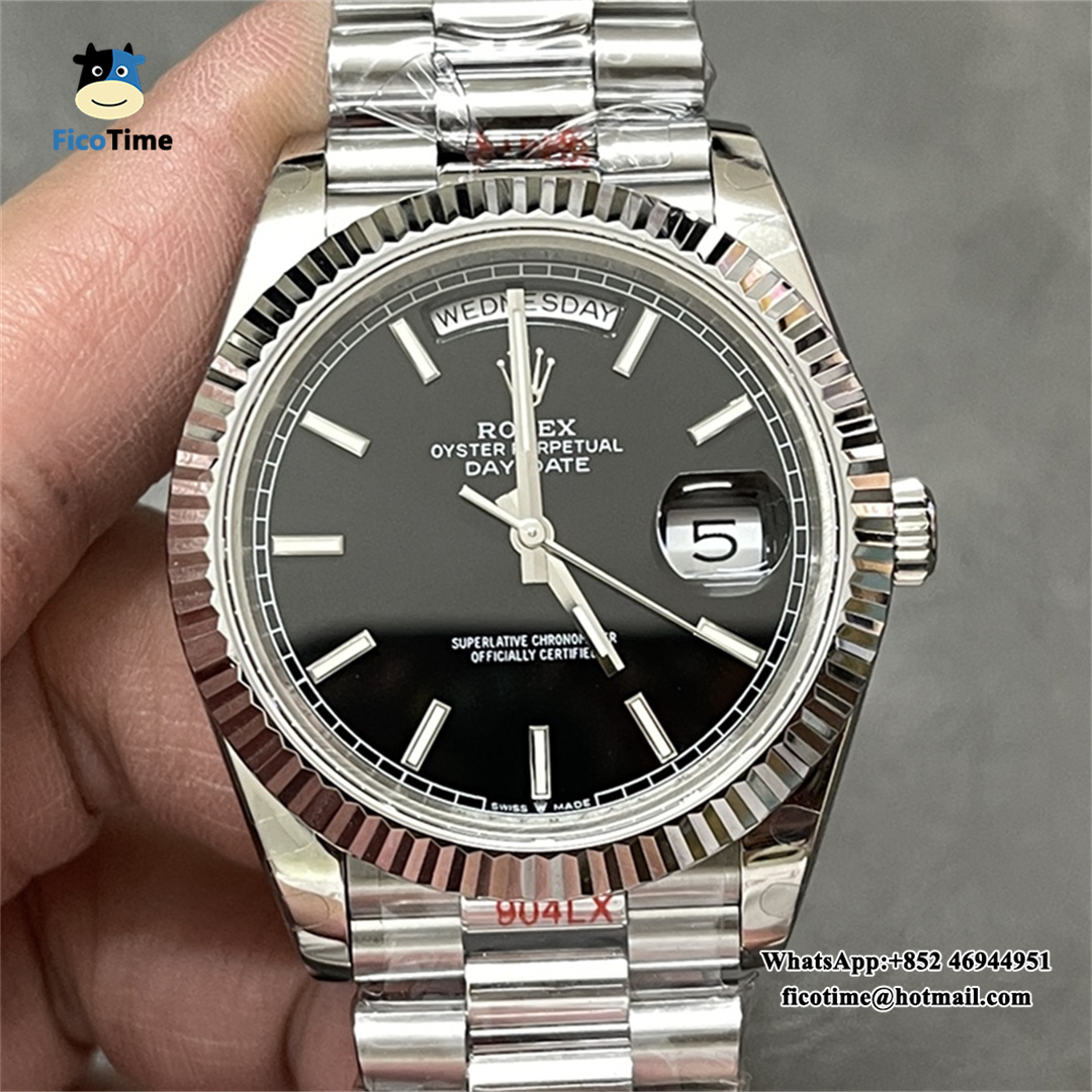 GMF A2836 Tungsten DayDate 40MM Black Dial President Bracelet – Ficotime