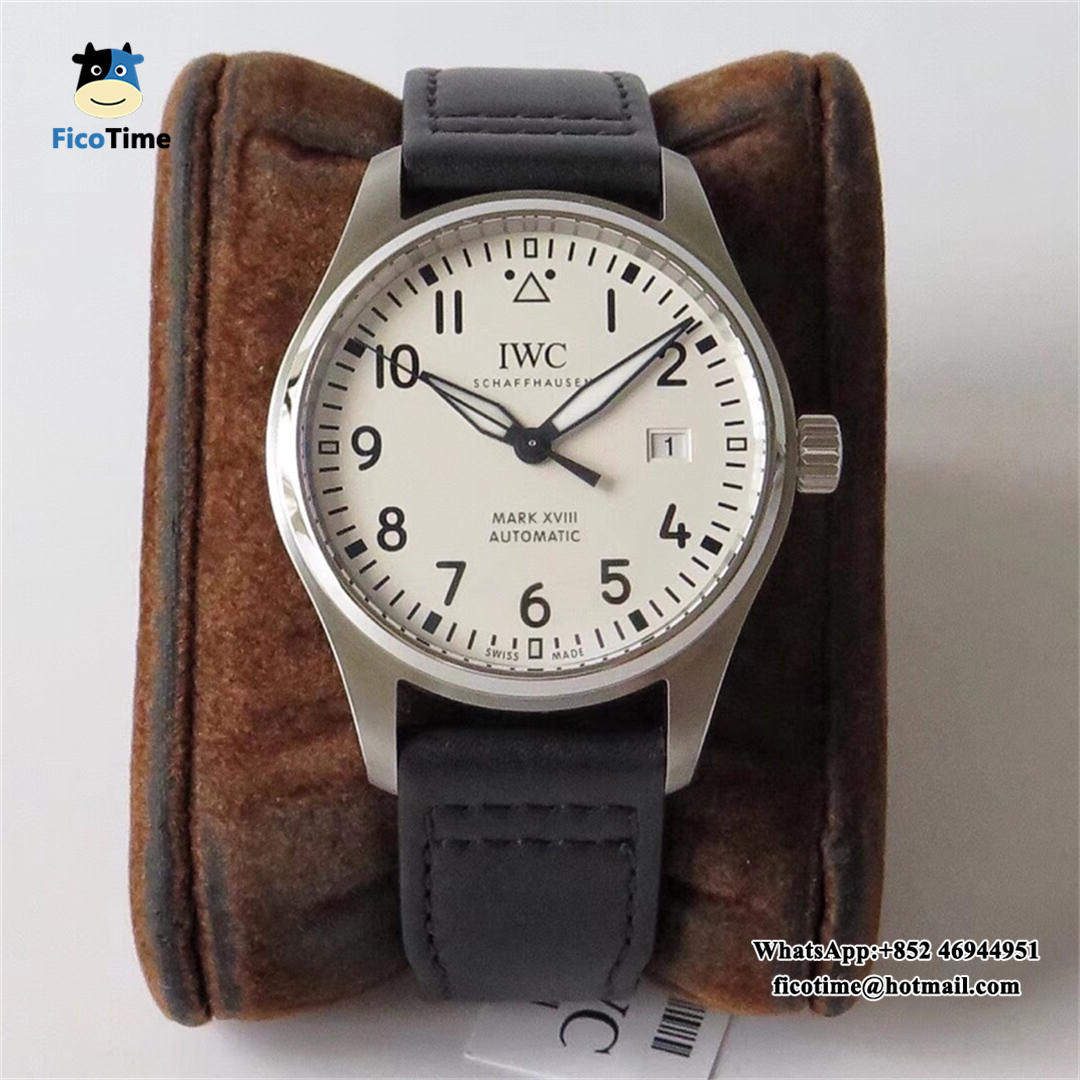 V7F A2892 IWC Pilot Mark XVIII 40mm IW327002 White Dial Black Leather ...