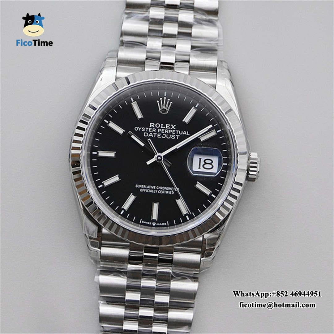 VSF VS3235 DateJust 36mm Fluted Bezel Black Dial Jubilee Bracelet ...