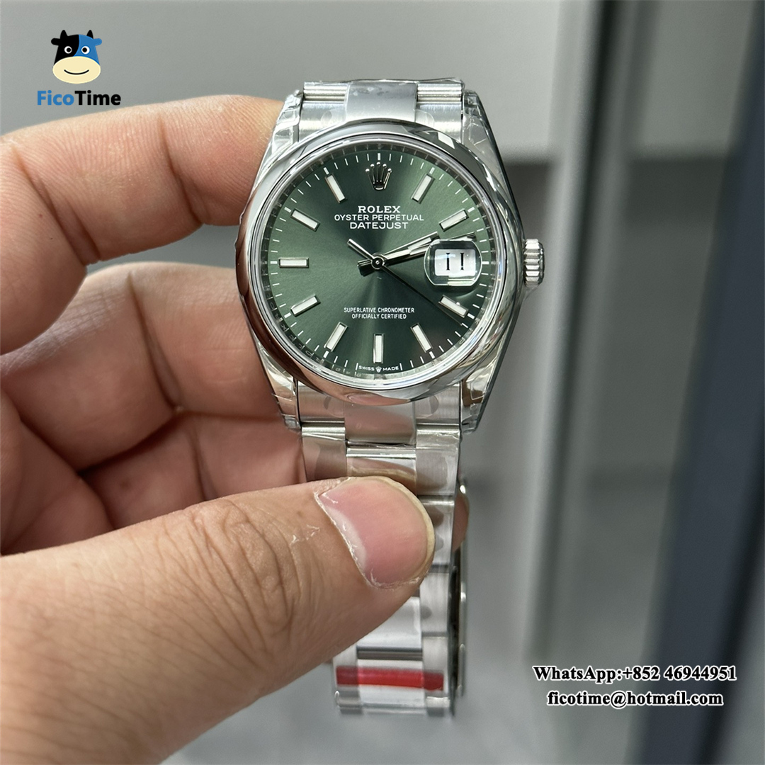 VSF VS3235 DateJust 36mm Smooth Bezel Green Dial Oyster Bracelet – Ficotime