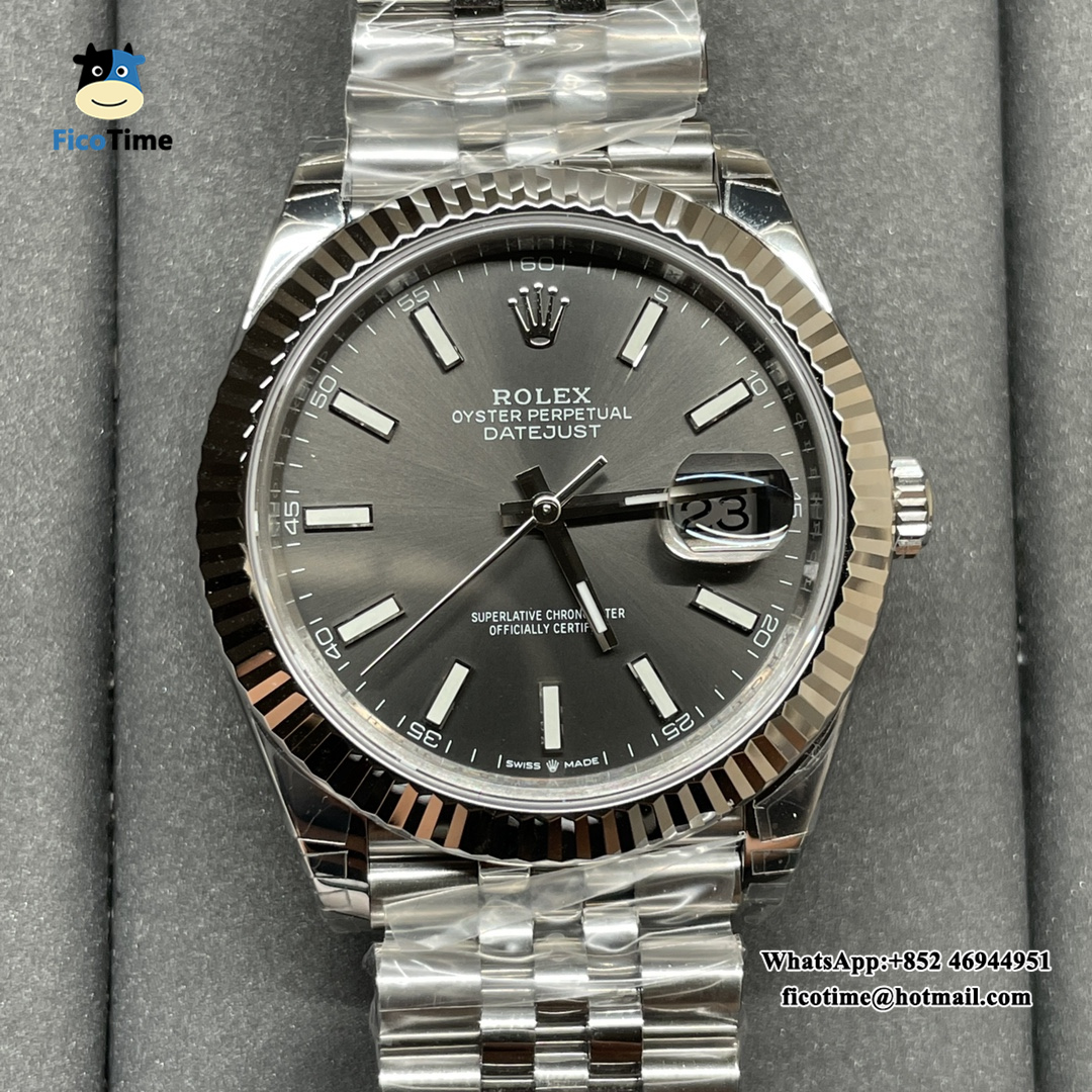 VSF VS3235 DateJust 41mm 126334 Fluted Bezel Grey Dial Jubilee Bracelet ...