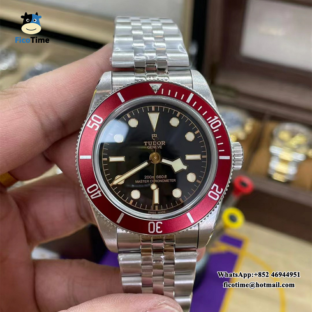 ZF A2824 Black Bay 41mm Red Bezel Black Dial SS Bracelet – Ficotime