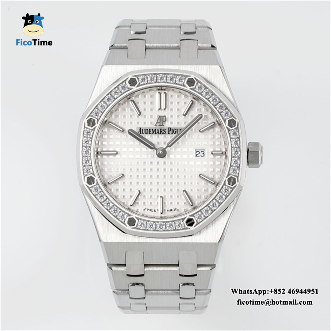 ZF Swiss Quartz AP Royal Oak 33mm 67651 Diamond Bezel White Dial SS ...