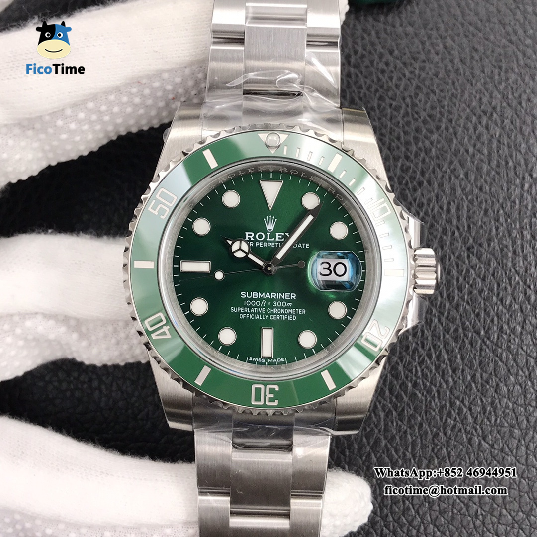 VSF VS3135 Submariner 40mm 116610LV Ceramic Green Dial 904L SS Bracelet ...