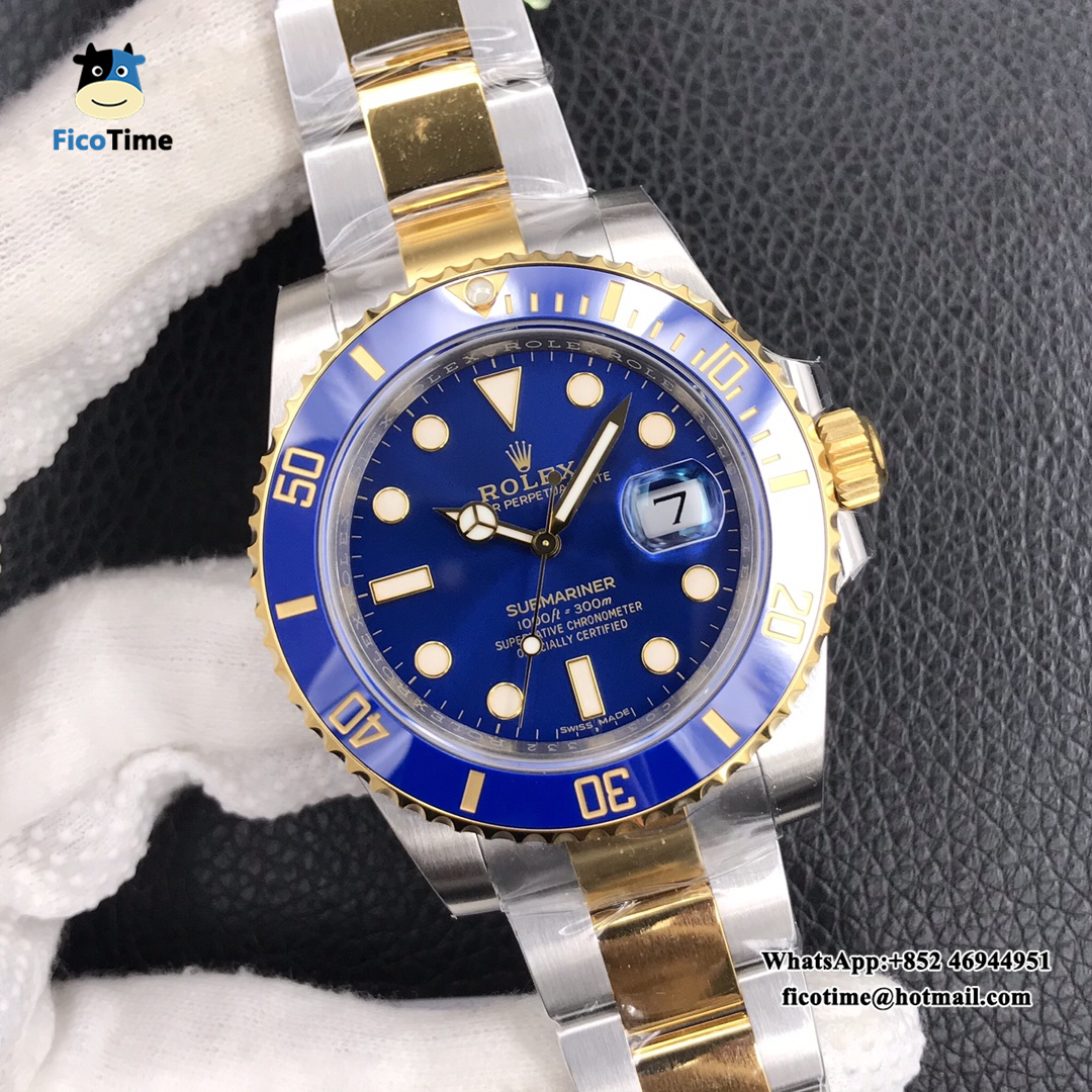 VSF VS3135 Submariner 40mm 116613LB Ceramic Blue Dial 904L YG/SS ...