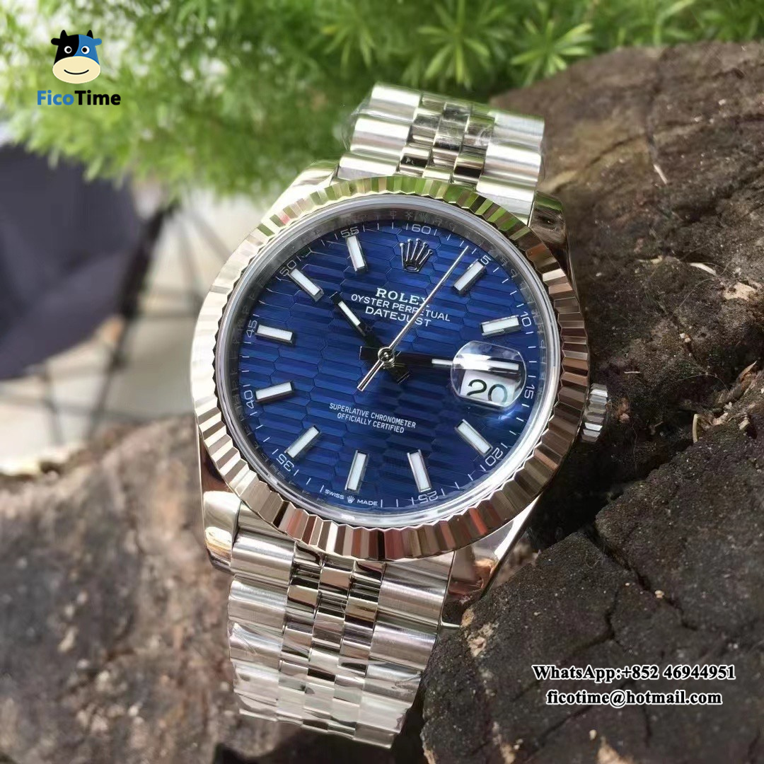 VSF VS3235 DateJust 41mm 126334 Fluted Bezel Motif Blue Dial Jubilee ...