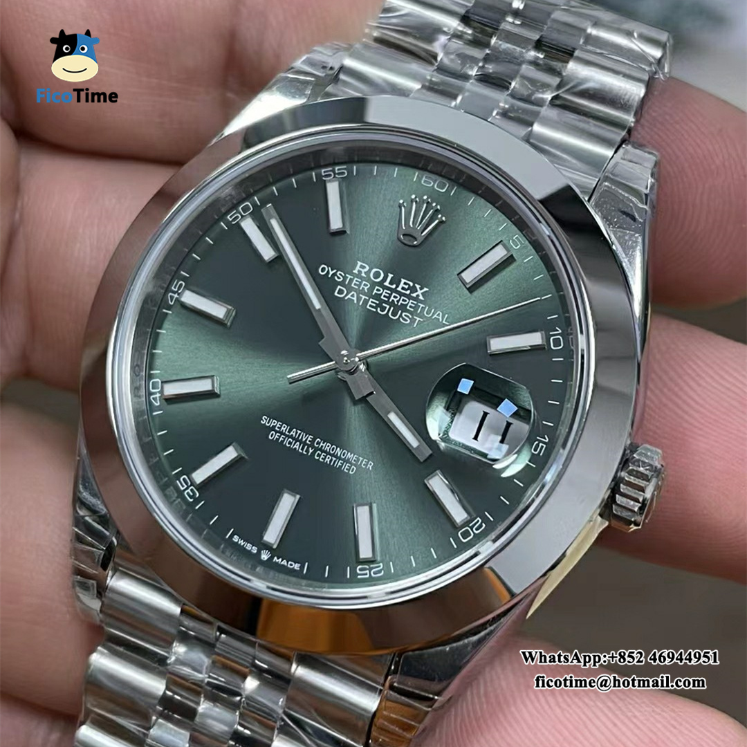 VSF VS3235 DateJust 41mm 126300 Smooth Bezel Mint Green Dial Jubilee ...