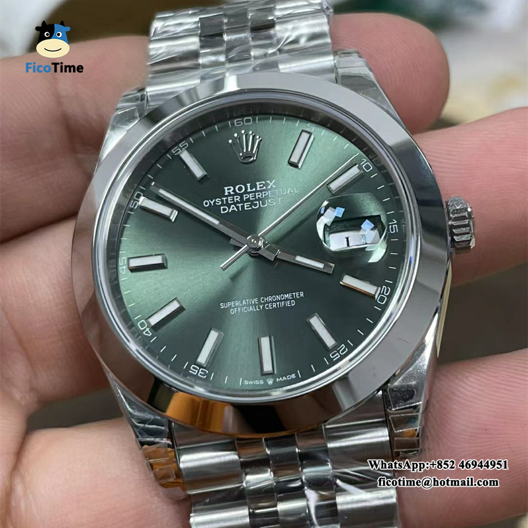 VSF VS3235 DateJust 41mm 126300 Smooth Bezel Mint Green Dial Jubilee ...