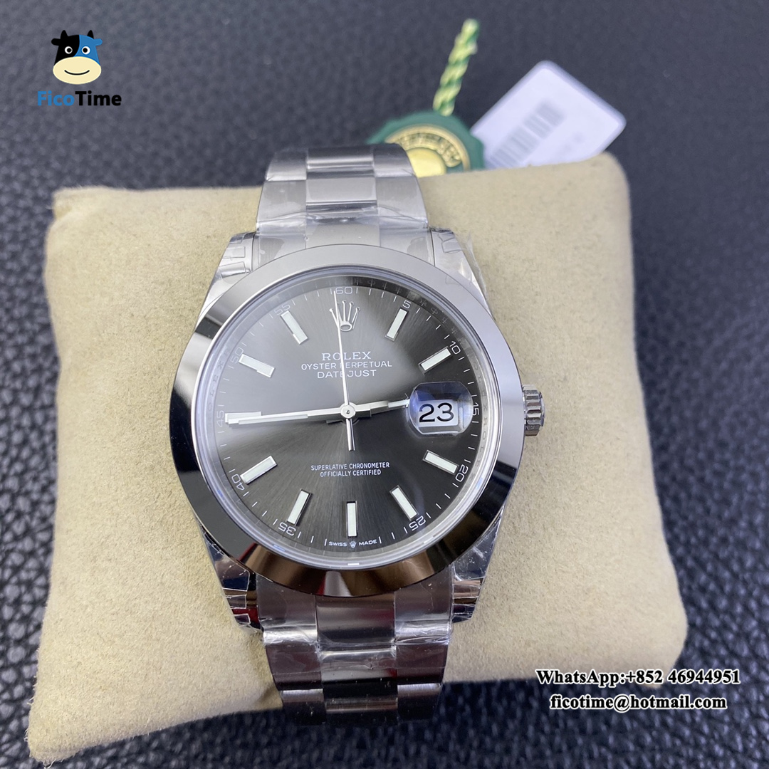 VSF VS3235 DateJust 41mm 126300 Smooth Bezel Grey Dial Oyster Bracelet ...