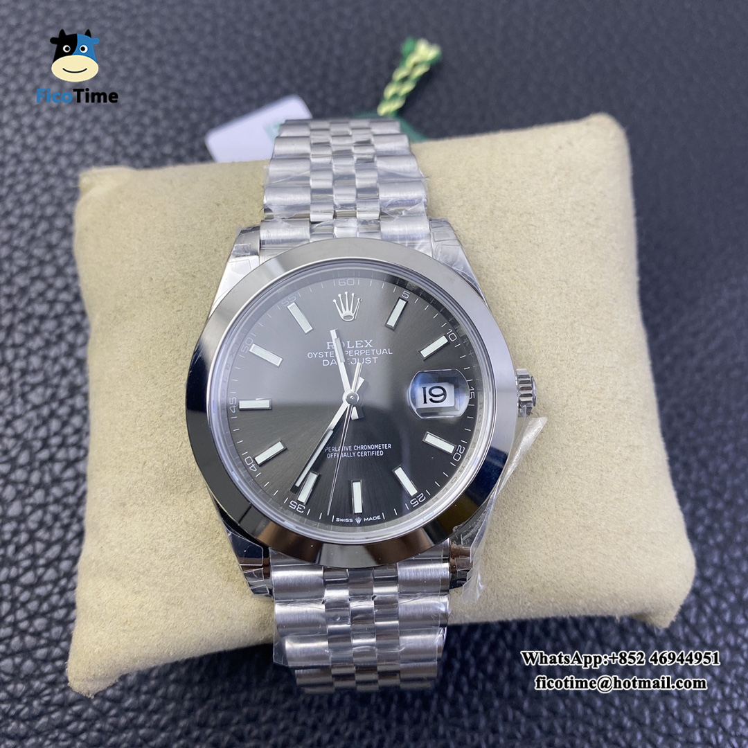 VSF VS3235 DateJust 41mm 126300 Smooth Bezel Grey Dial Jubilee Bracelet ...