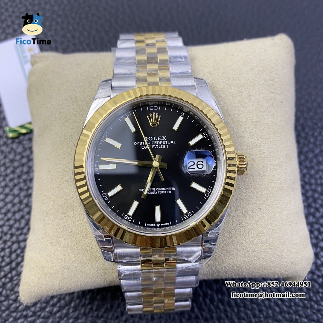 VSF VS3235 DateJust 41mm Fluted Bezel Black Dial YG/SS Jubilee Bracelet ...