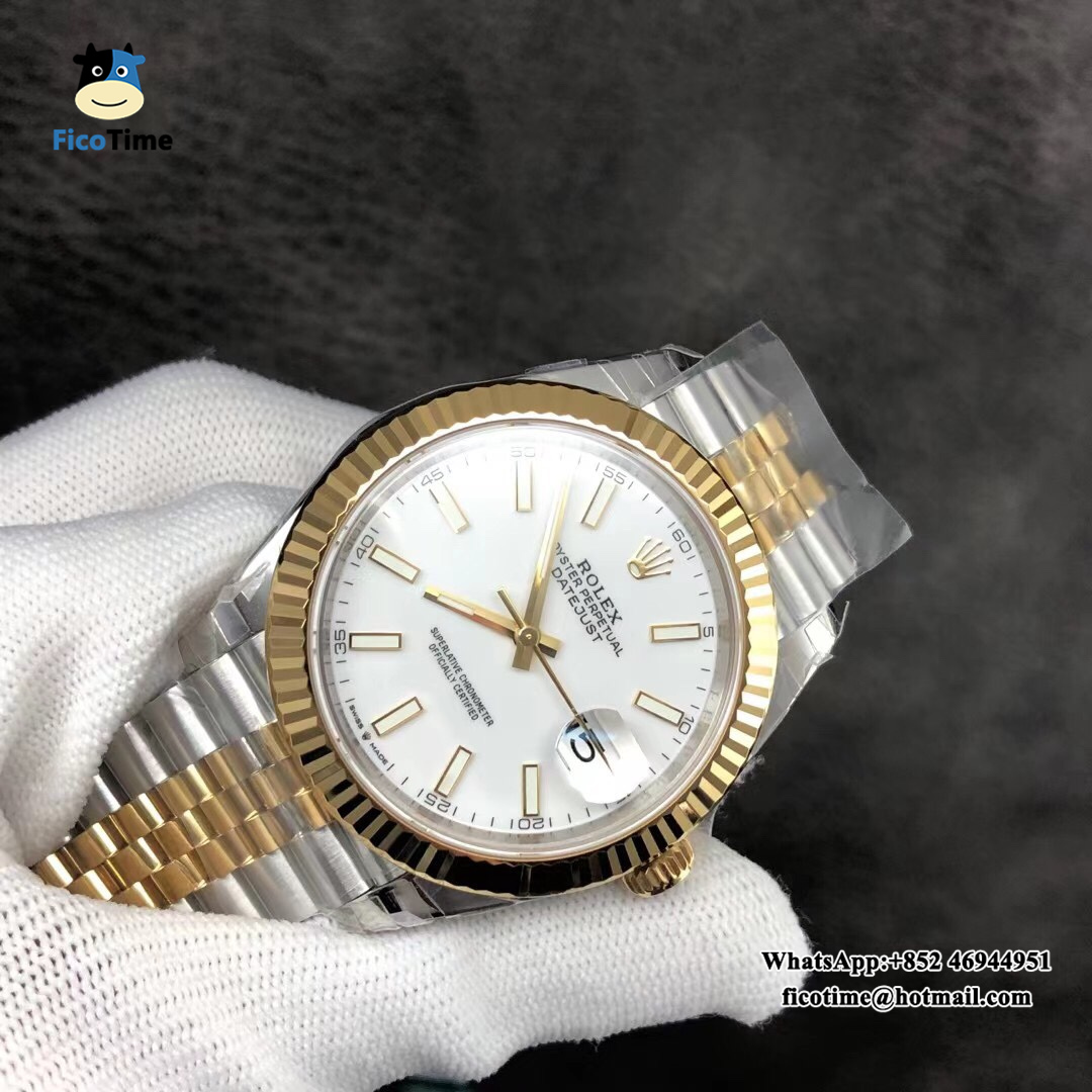 VSF VS3235 DateJust 41mm Fluted Bezel White Dial YG/SS Jubilee Bracelet ...