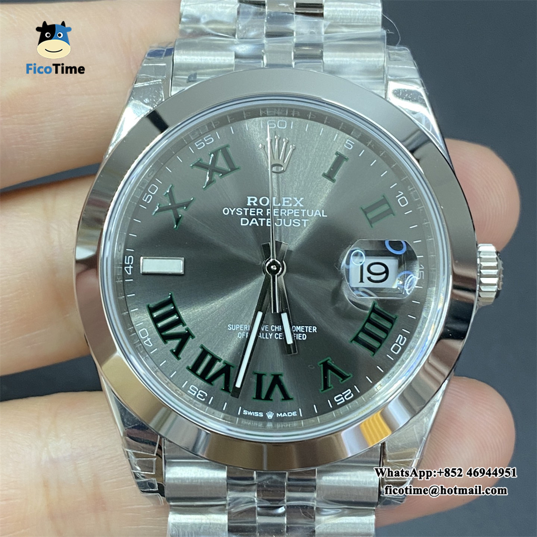 VSF VS3235 DateJust 41mm Wimbledon Smooth Bezel Grey Dial Green Roma ...