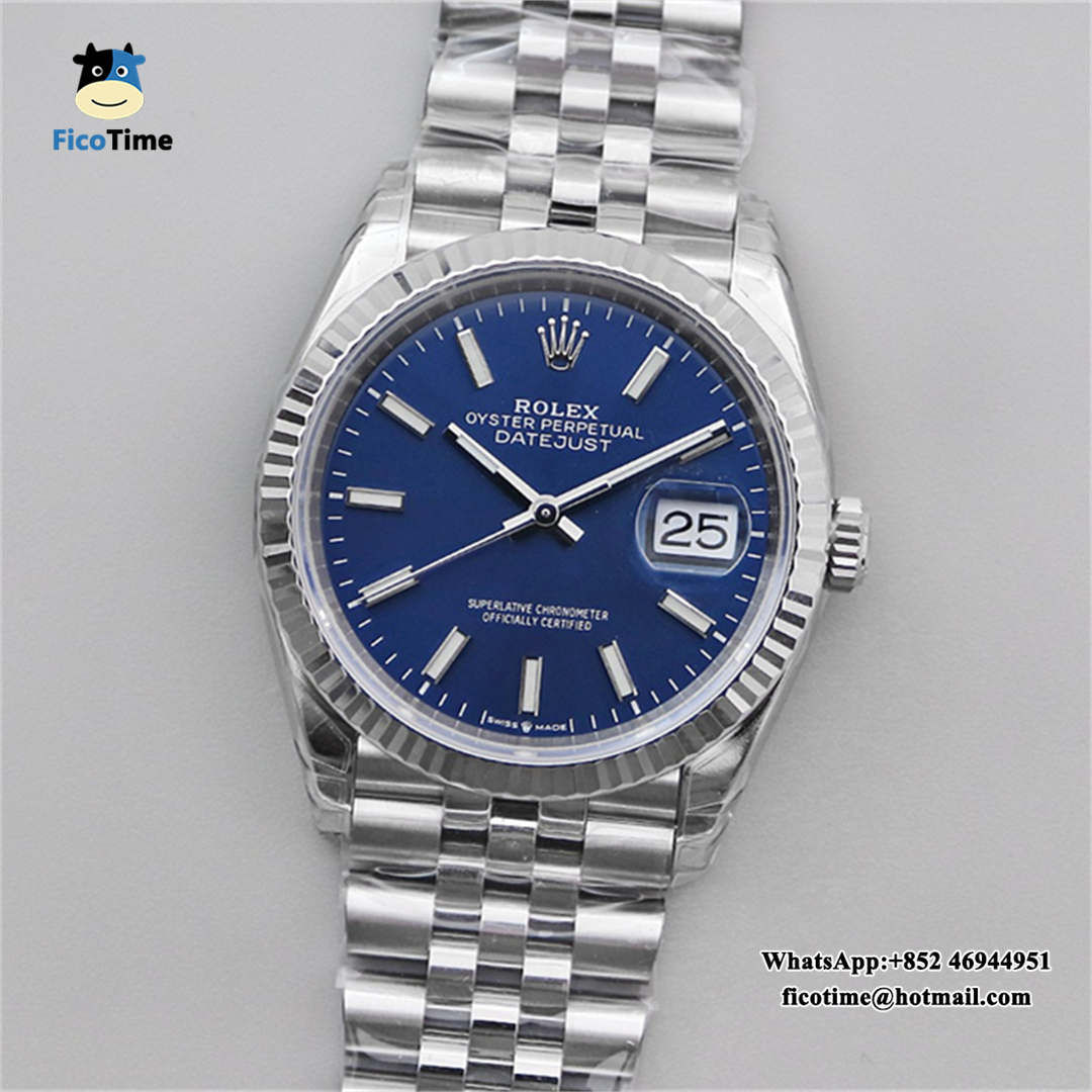 VSF VS3235 DateJust 36mm Fluted Bezel Blue Dial Jubilee Bracelet – Ficotime