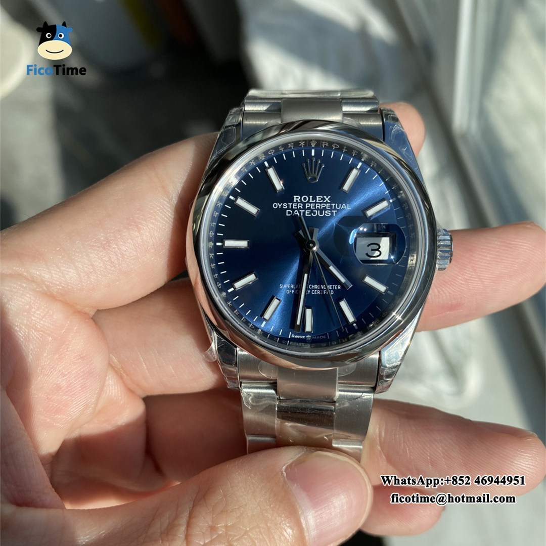VSF VS3235 DateJust 36mm Smooth Bezel Blue Dial Oyster Bracelet – Ficotime