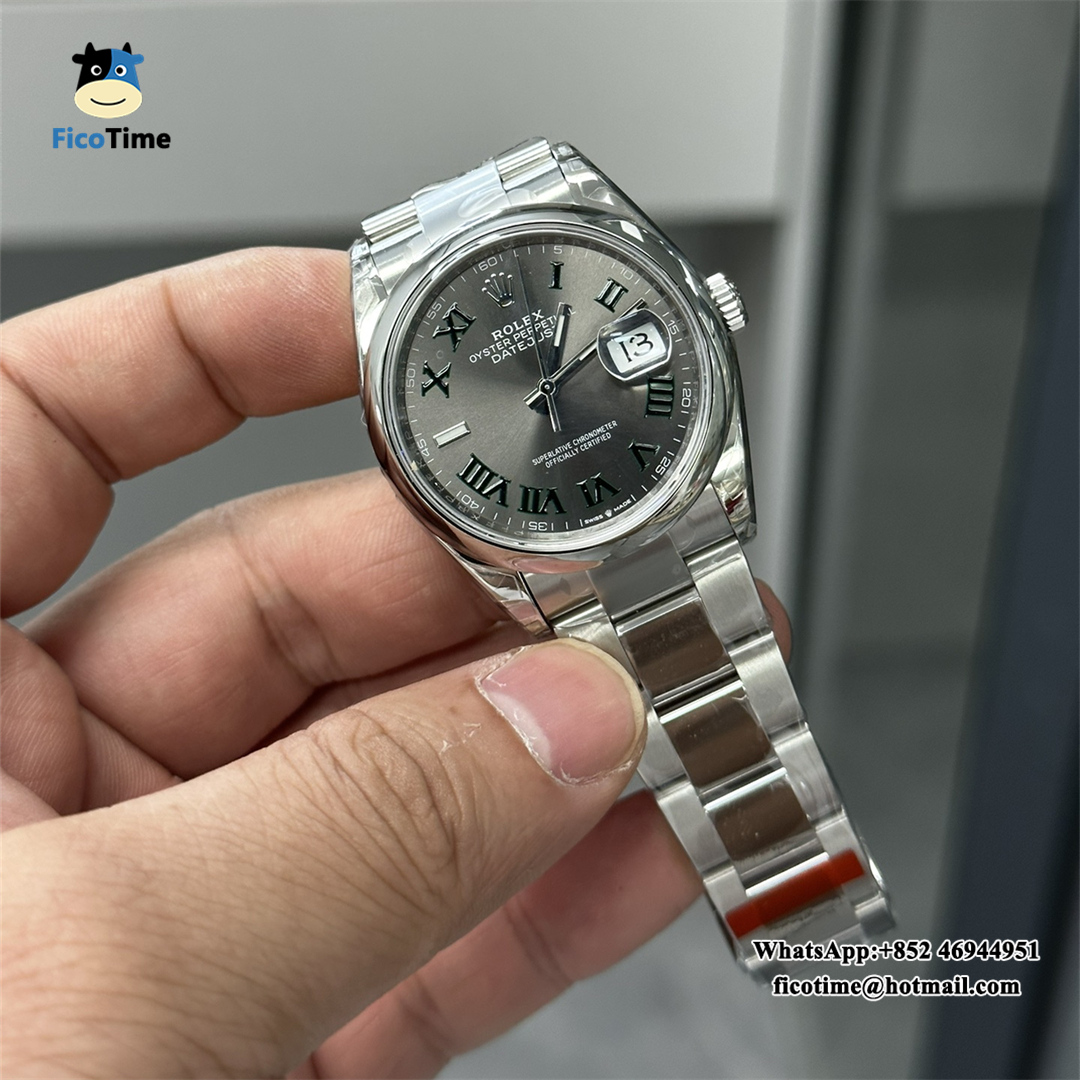VSF VS3235 DateJust 36mm Wimbledon Smooth Bezel Grey Dial Green Roma ...