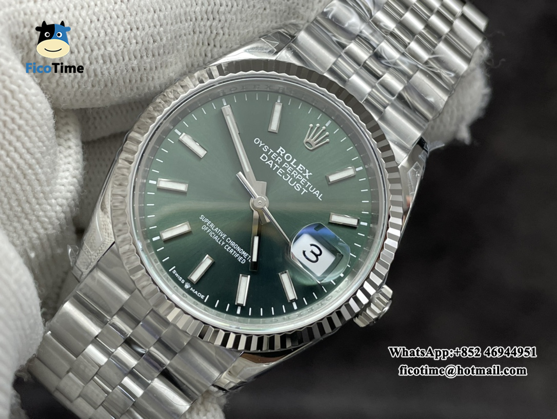 VSF VS3235 DateJust 36mm Fluted Bezel Green Dial Jubilee Bracelet ...