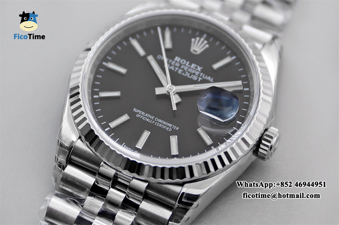 VSF VS3235 DateJust 36mm Fluted Bezel Black Dial Jubilee Bracelet ...