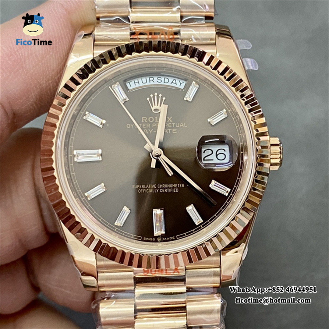 GMF A2836 Tungsten DayDate 40MM RG Brown Dial Diamond Marker RG ...