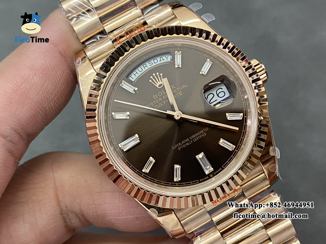 GMF A2836 Tungsten DayDate 40MM RG Brown Dial Diamond Marker RG ...