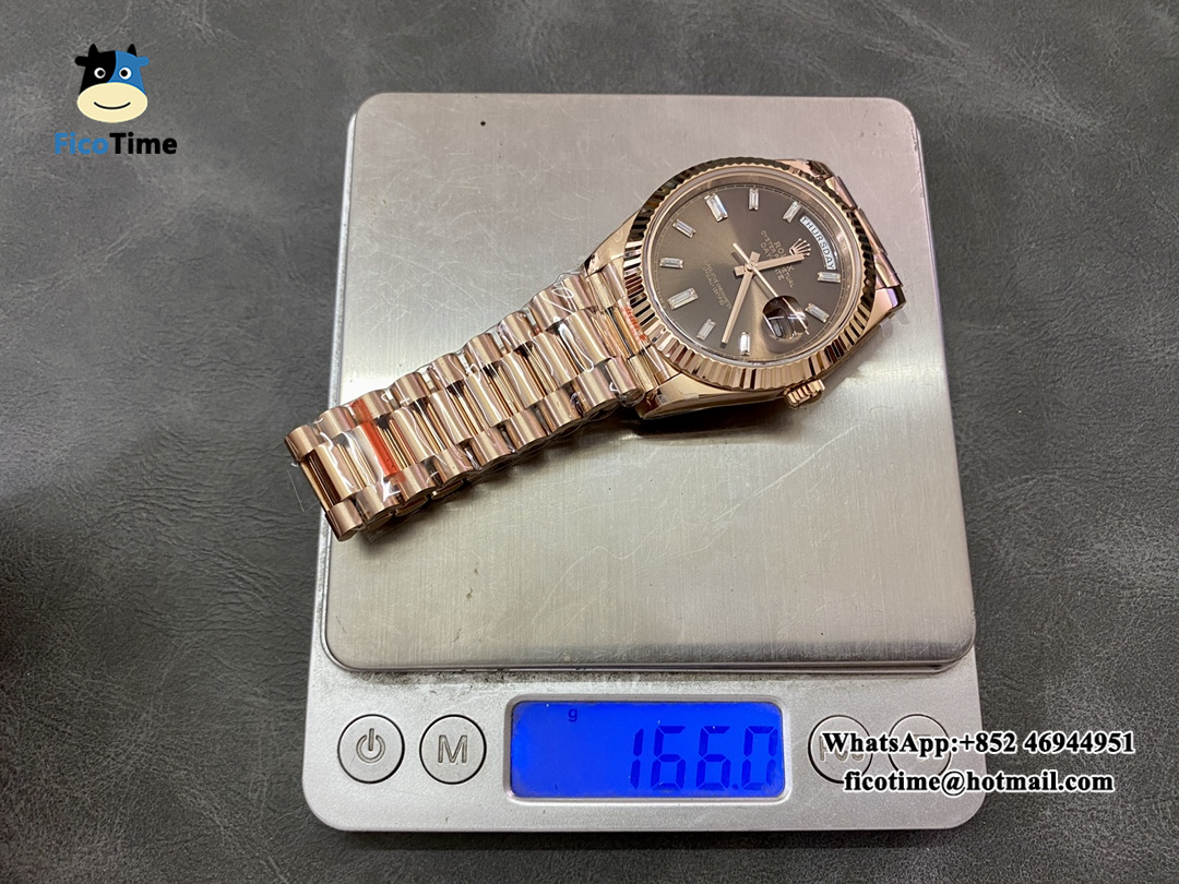 GMF A2836 Tungsten DayDate 40MM RG Brown Dial Diamond Marker RG ...