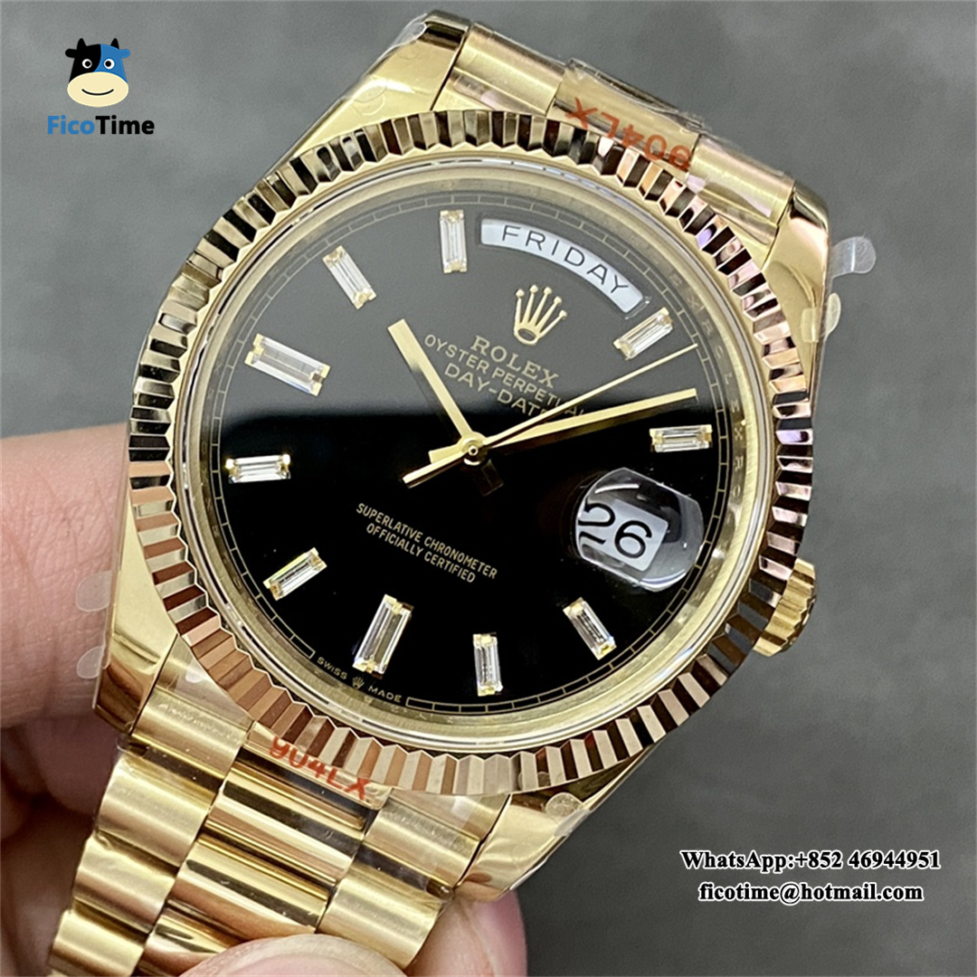 GMF A2836 Tungsten DayDate 40MM YG Black Dial Diamond Marker YG ...