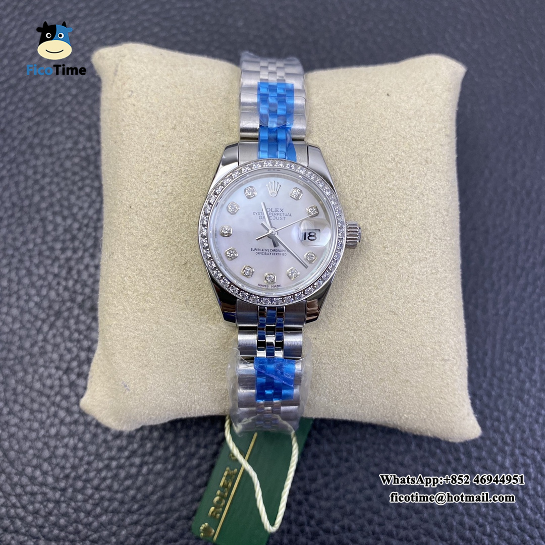 WF A2236 DateJust 28mm Diamond Bezel MOP Dial Diamond Marker Jubilee Bracelet – Ficotime