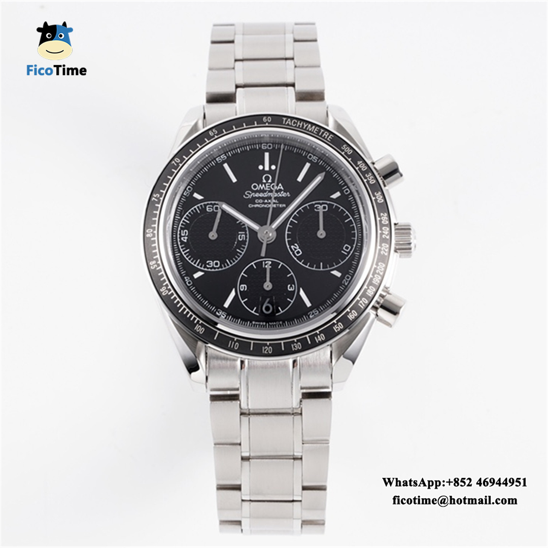 HRF A7750 Speedmaster 40mm Racing Master Black Dial SS Bracelet – Ficotime