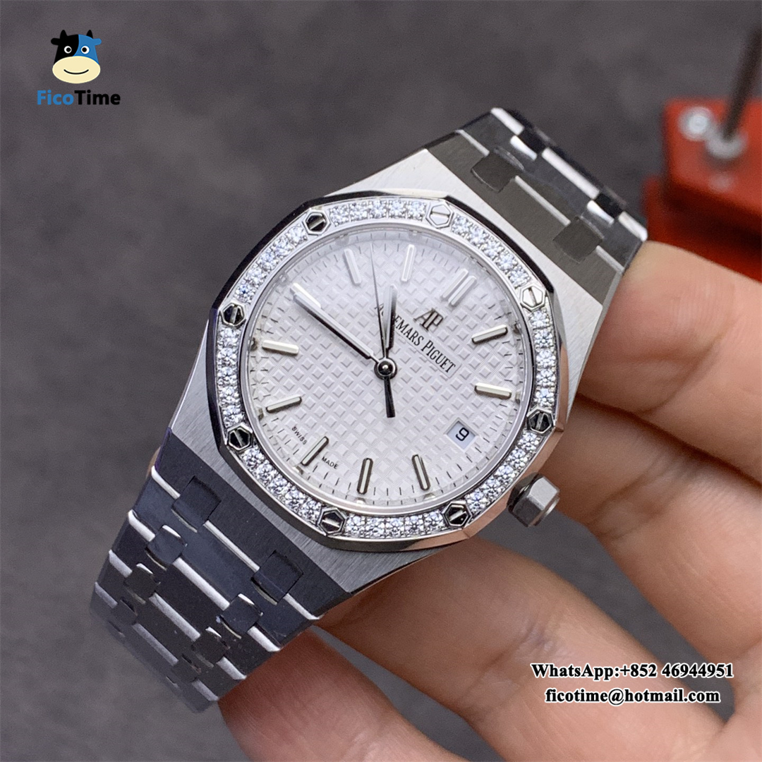 APSF SA3120 AP Royal Oak 37mm 15450 Diamond Bezel White Dial SS ...