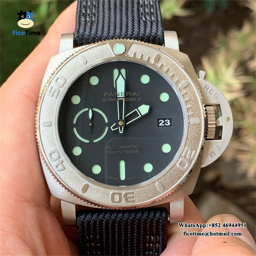 VSF P9000 PAM984 47mm Submersible Titanium Black Dial Black Nylon Strap ...