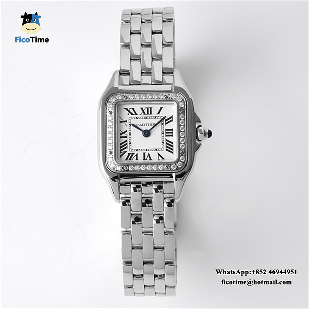 BVF Swiss Quartz PANTHERE 22mm Diamond Bezel White Dial SS Bracelet ...