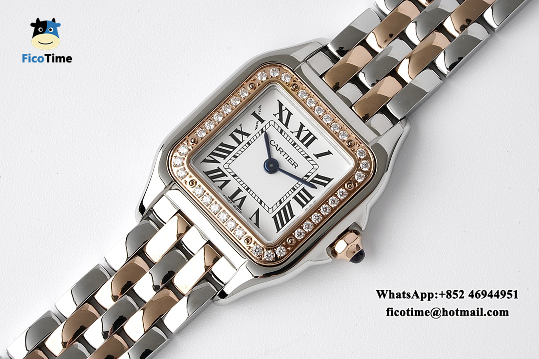 BVF Swiss Quartz PANTHERE 22mm RG/SS Diamond Bezel White Dial RG/SS ...