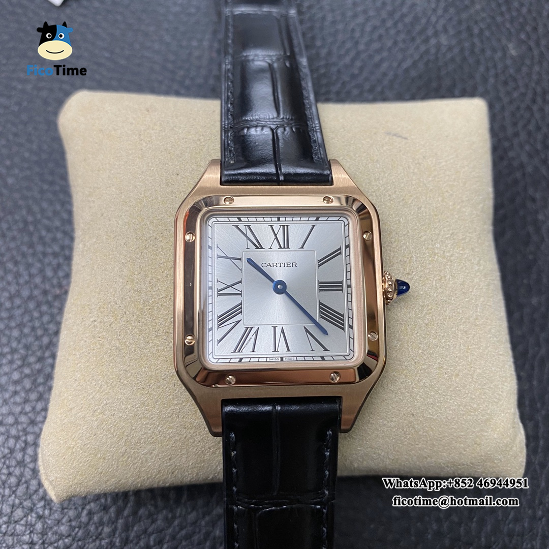 F1F Swiss Quartz Santos Dumont 43.5*31.4mm RG White Dial Black Leather ...