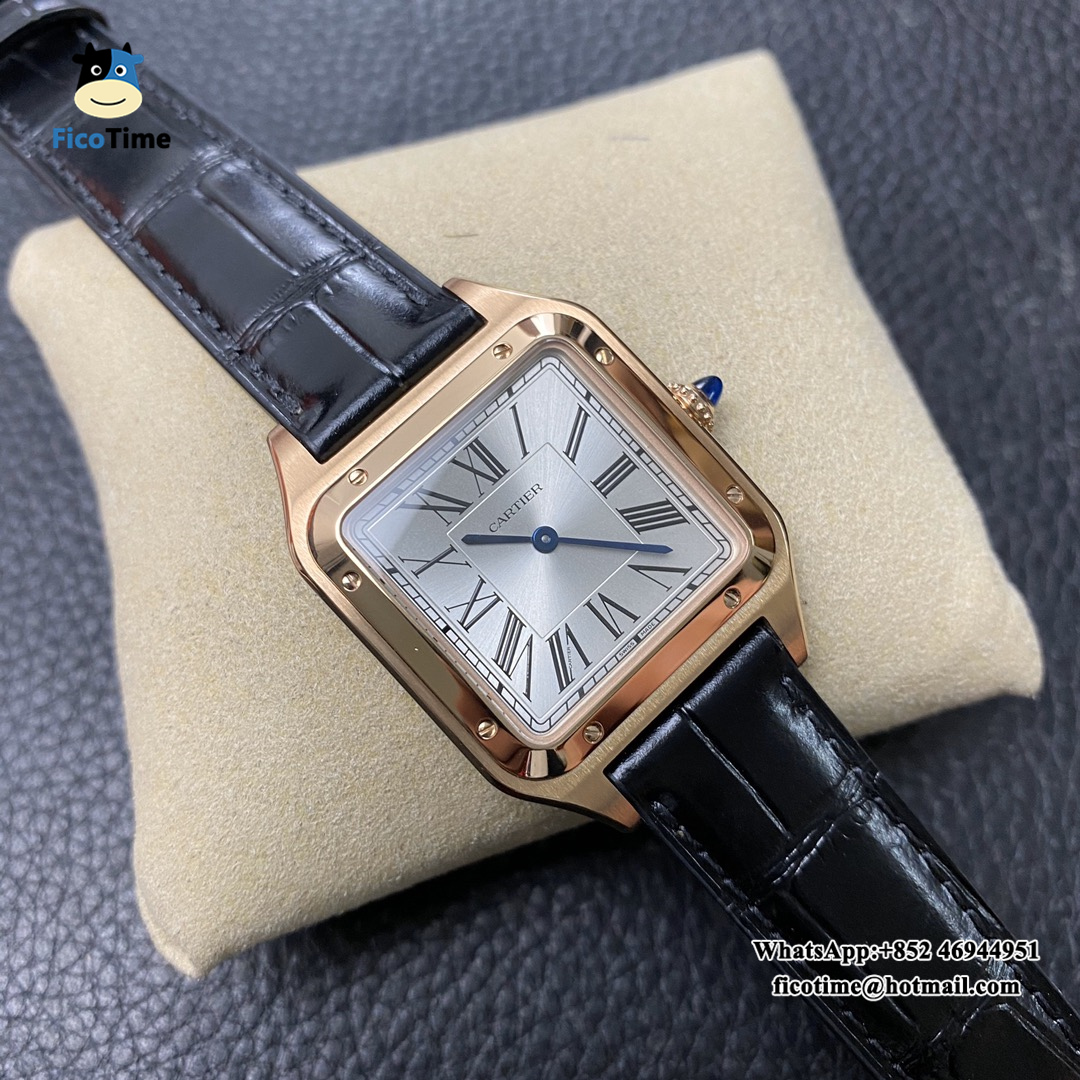 F1F Swiss Quartz Santos Dumont 43.5*31.4mm RG White Dial Black Leather ...
