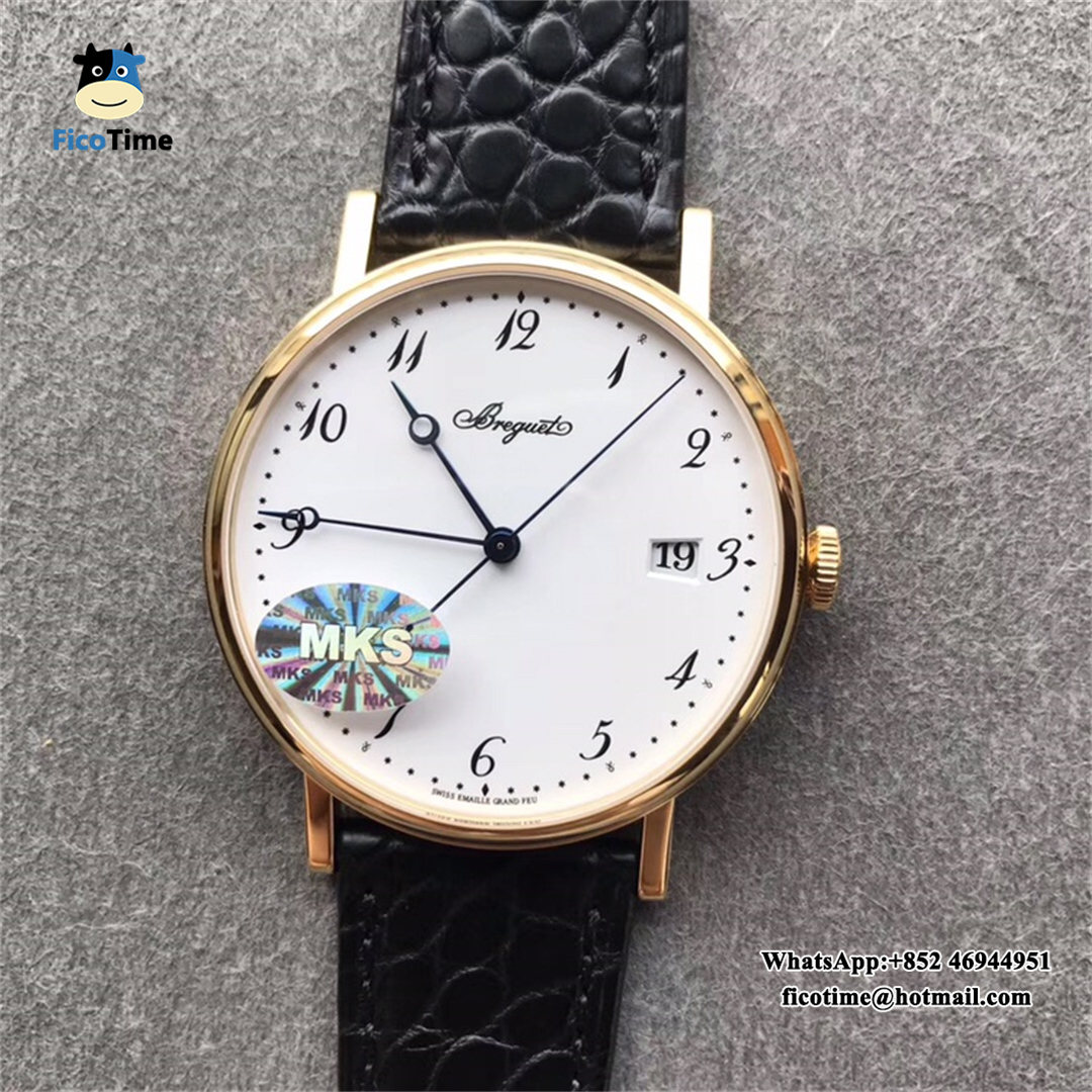 MKSF MY9015 Classique5177-29 38mm YG White Dial Black Leather Strap ...