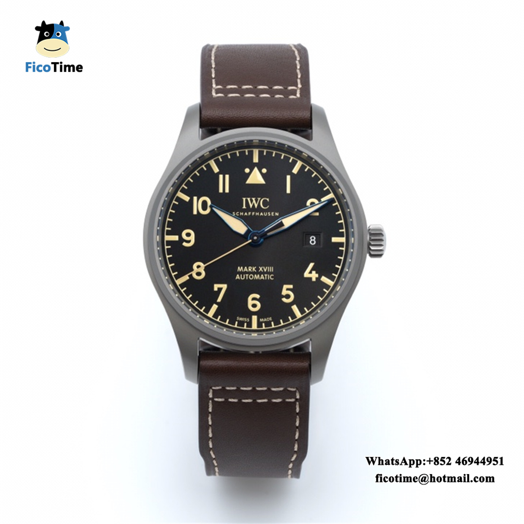 V7F A2892 IWC Pilot Mark XVIII 40mm IW327006 Titanium Black Dial Brown ...