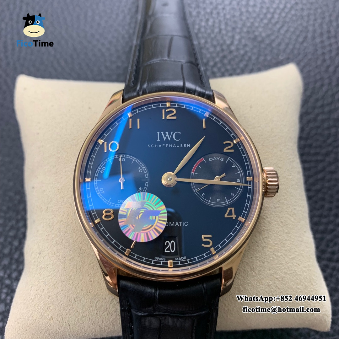ZF A51011 IWC Portugieser 42mm IW500125 RG Black Dial Black Leather ...