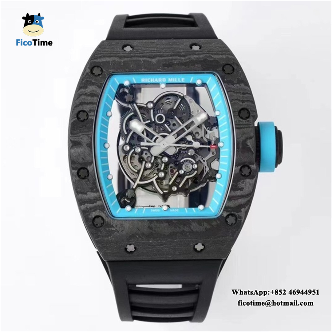 ZF NH05 RM055 Bubba Watson Real NTPT Skeleton Dial Blue Crown Black ...