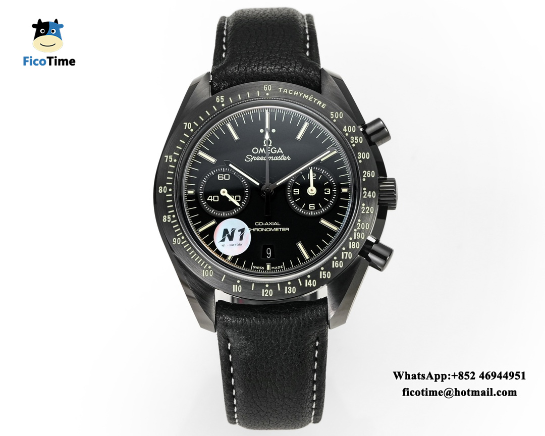 N1F A7750 Speedmaster 44mm “Dark Side of The Moon” Real Ceramic Black ...