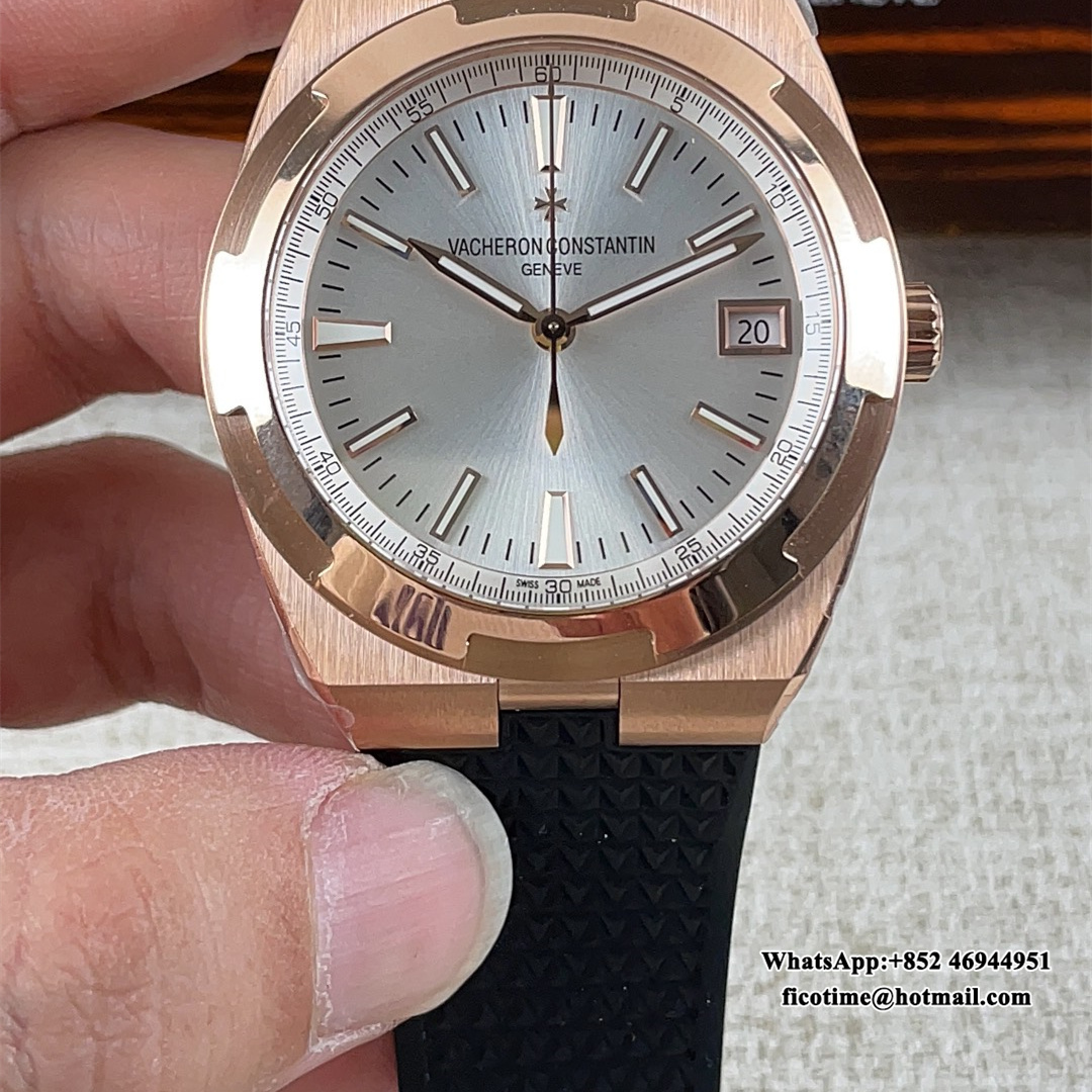 8F A5100 Overseas 4500V 41mm Silver Dial RG Black Rubber Strap – Ficotime