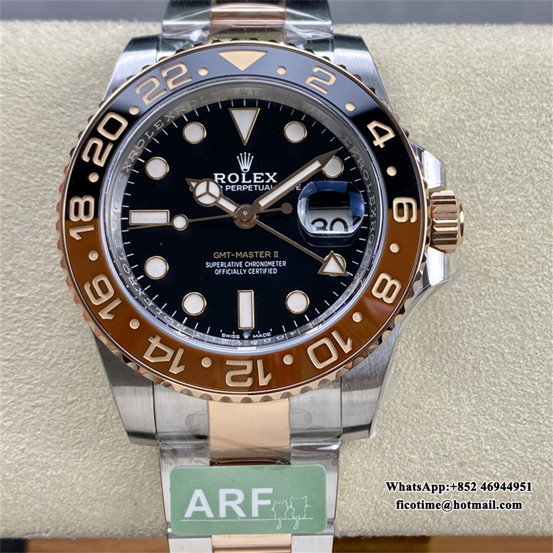 ARF VR3285 GMT Master II 126711 CHNR Rootbeer SS/RG Black Dial – Ficotime