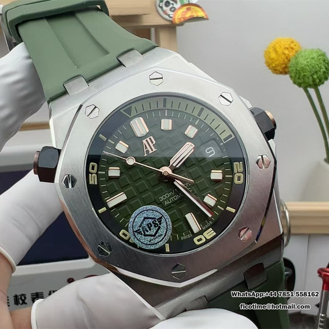 APSF SA4308 AP Royal Oak Offshore 42mm 15720 Green Dial Green Rubber ...