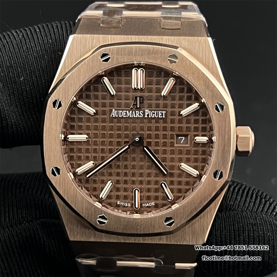 ZF Swiss Quartz AP Royal Oak 33mm 67651 RG Brown Dial RG Bracelet ...