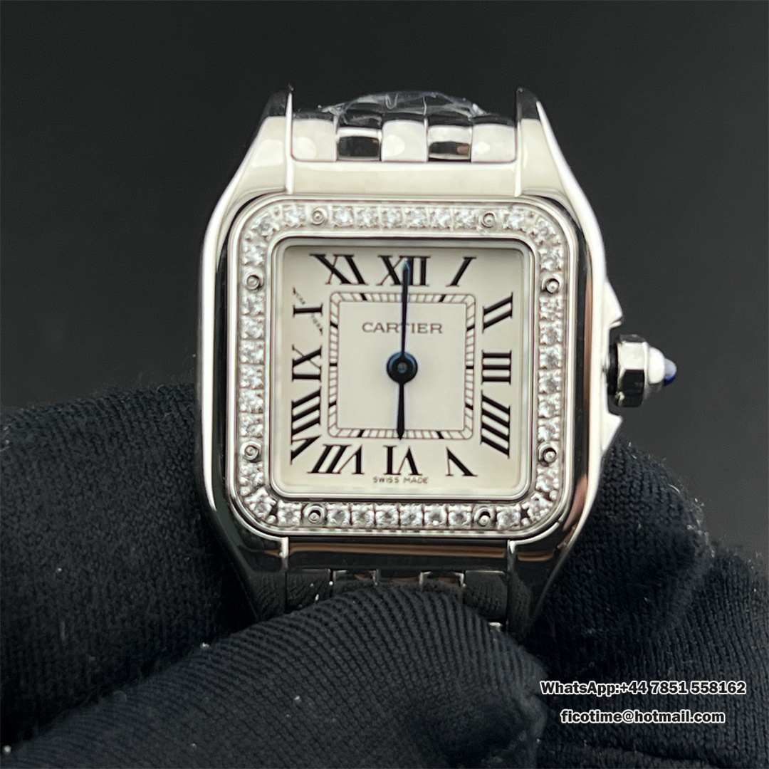 BVF Swiss Quartz PANTHERE 22mm Diamond Bezel White Dial SS Bracelet ...