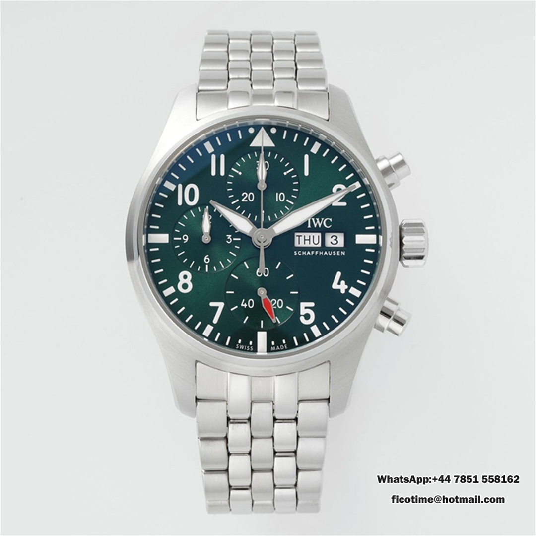 Pilot Chrono IW388113 APSF Green Dial on SS Bracelet SA69385 Super ...